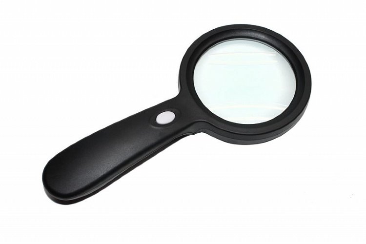 Лупа ручная круглая 10х-90мм для чтения с подсветкой (12 LED) Kromatech ...